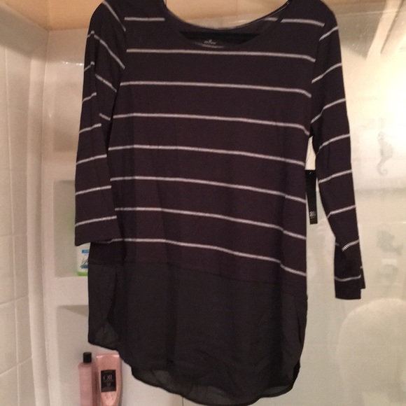 a.n.a | Tops | Nwt Ana Tunic Top Striped Black M | Poshmark